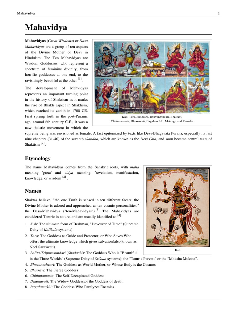 Wikipedia - Mahavidya | Devi | Hindu Iconography