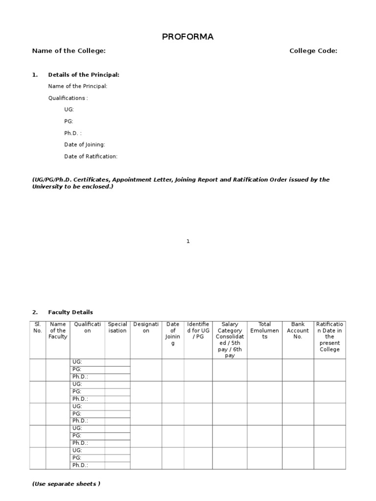 Proforma: Name of The College: College Code | PDF | Doctor Of Philosophy