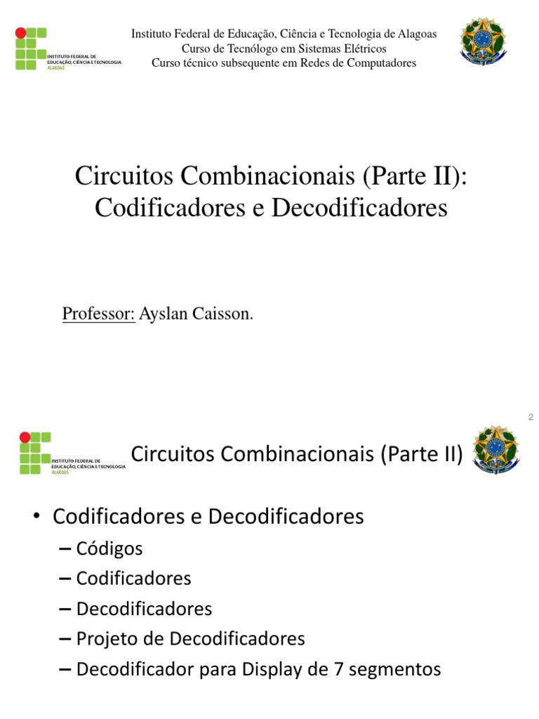 Codificadores e Decodificadores - Parte 1 | PDF | Codificação binária ...
