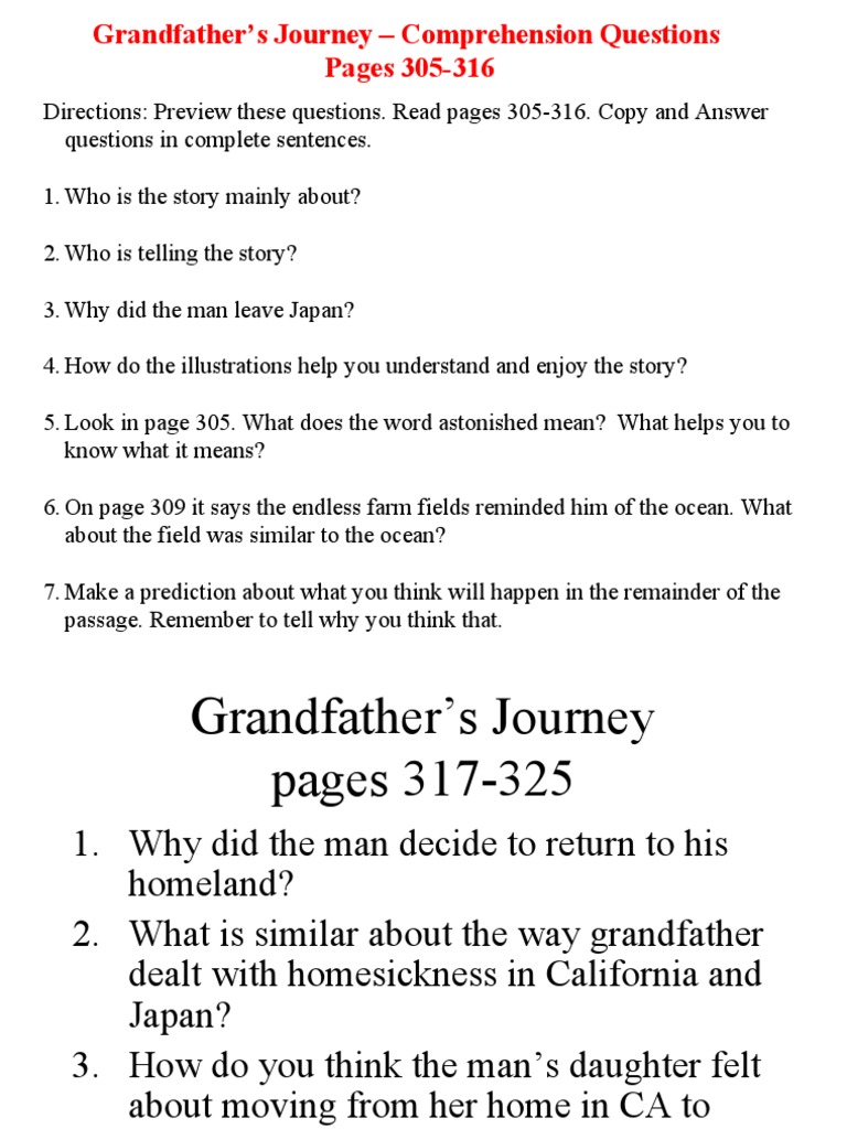 Grandfather's Journey: Comprehension Guide | PDF