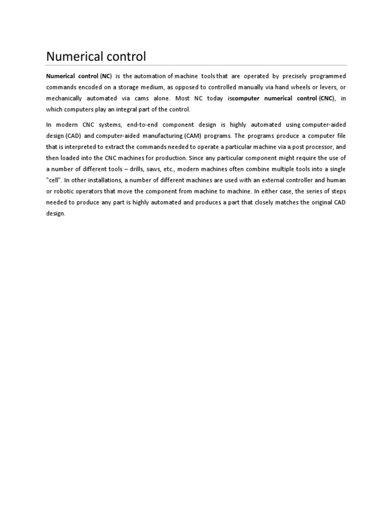 Understanding Numerical Control Systems | PDF