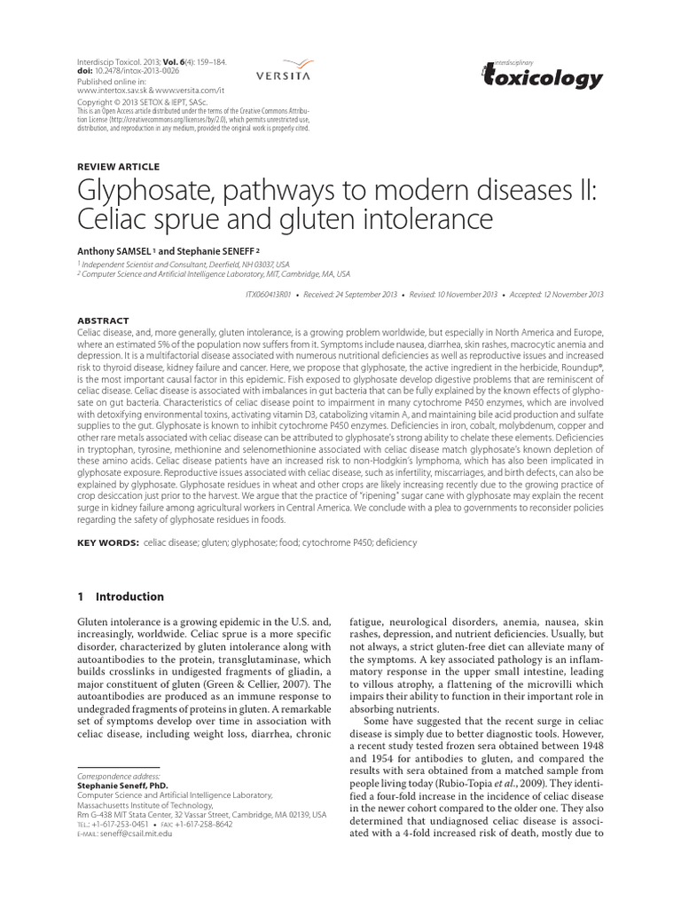 Glyphosate, Pathways To Modern Diseases II: Celiac Sprue and Gluten ...