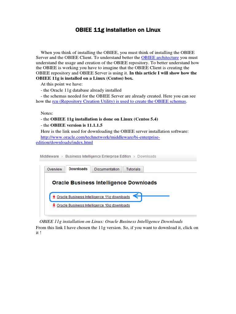 OBIEE 11g Installation On Linux | Download Free PDF | Oracle Database | Linux