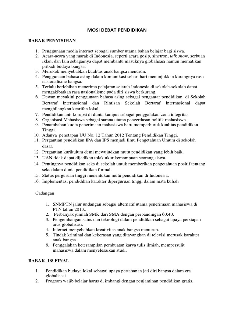 Mosi Debat Pendidikan | PDF | Ilmu Sosial | Perjalanan