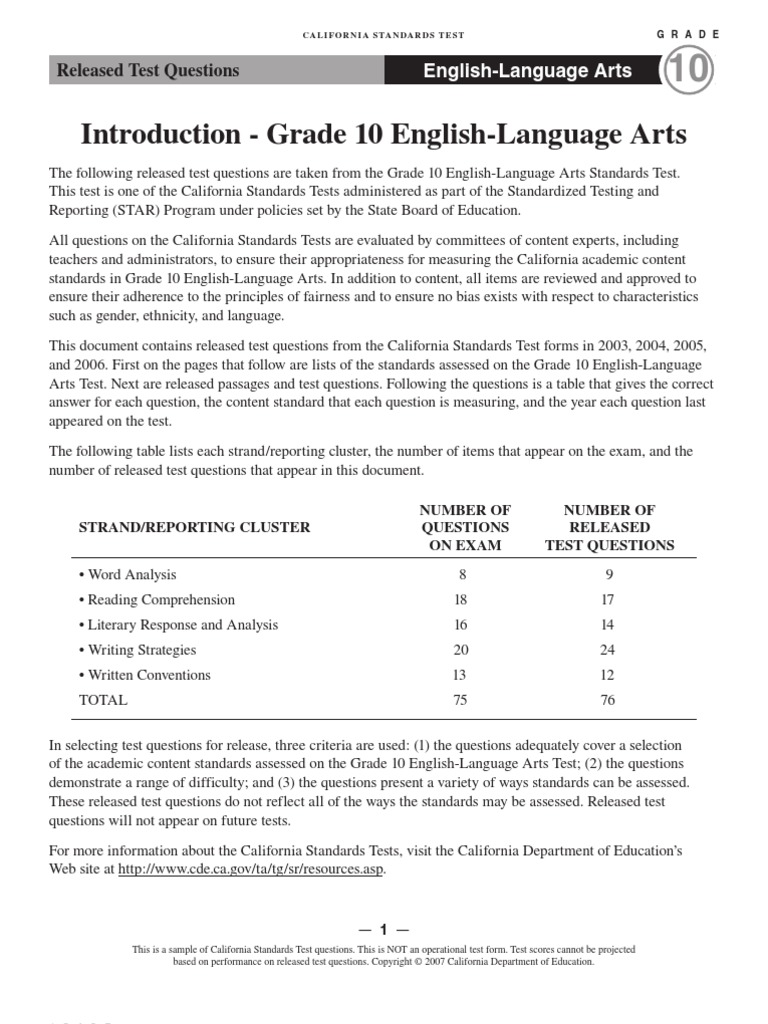 RTQGR 10 Ela | PDF | Reading Comprehension | Test (Assessment)