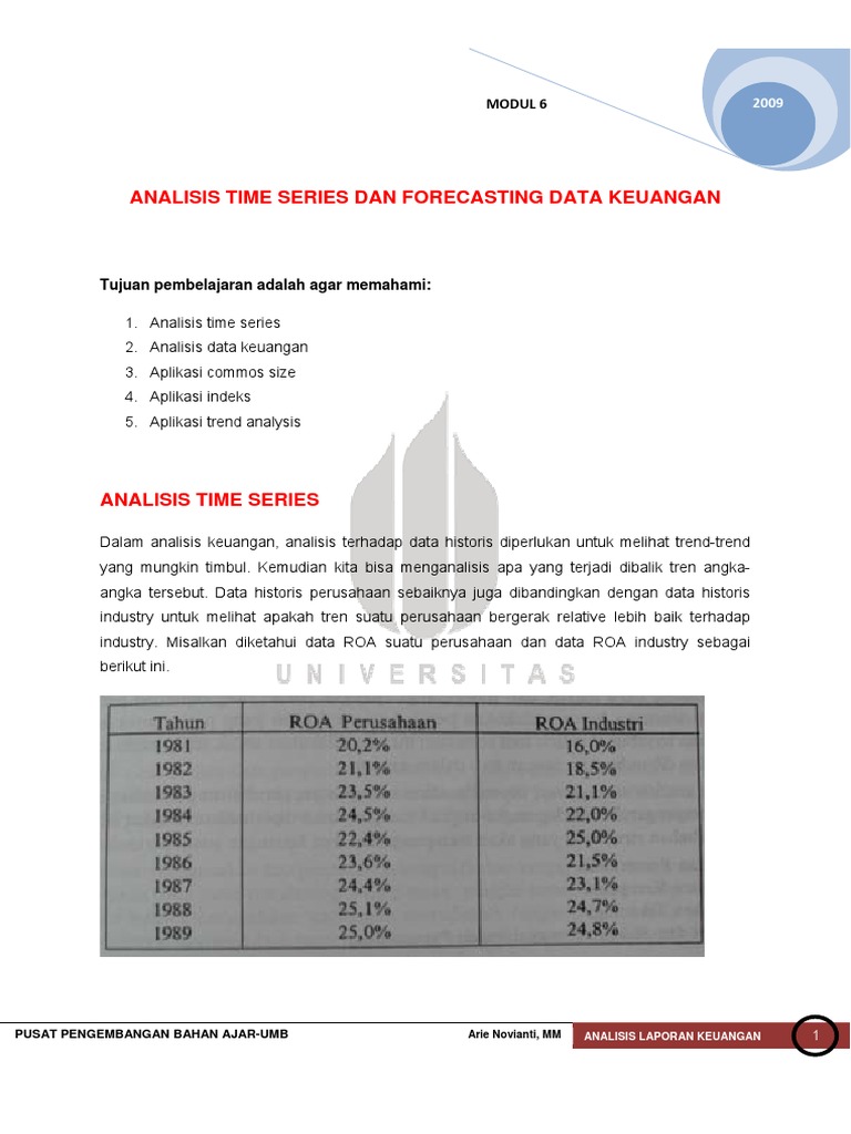 Modul Analisis Laporan Keuangan - Time Series & Forecasting | PDF