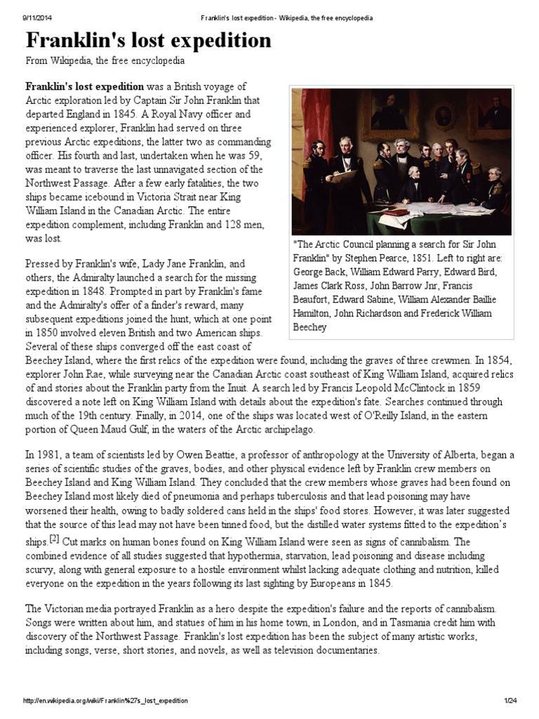 Franklin's Lost Expedition Overview | PDF | Northwest Passage | Exploration