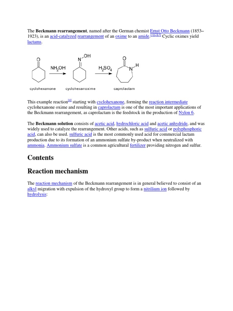 The Beckmann Rearrangement | PDF | Organic Chemistry | Chemistry