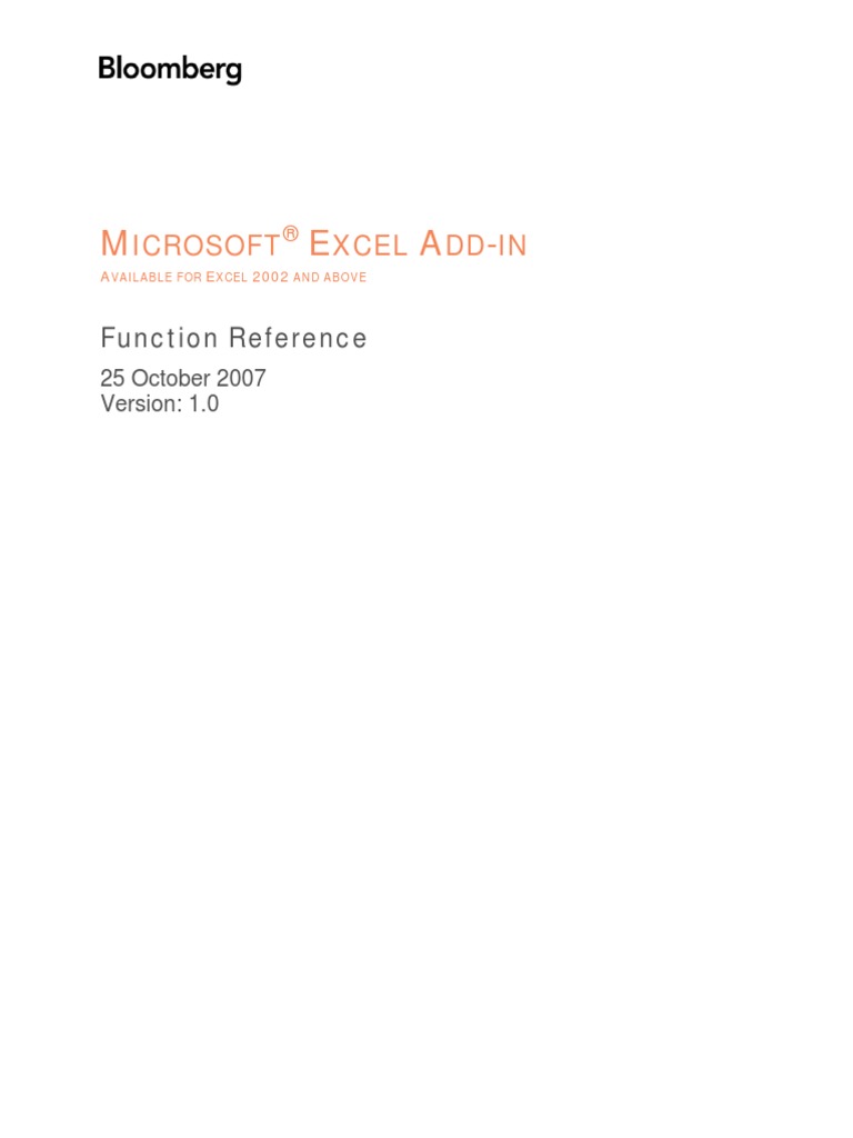 Bloomberg API Manual | PDF | Parameter (Computer Programming) | Spreadsheet