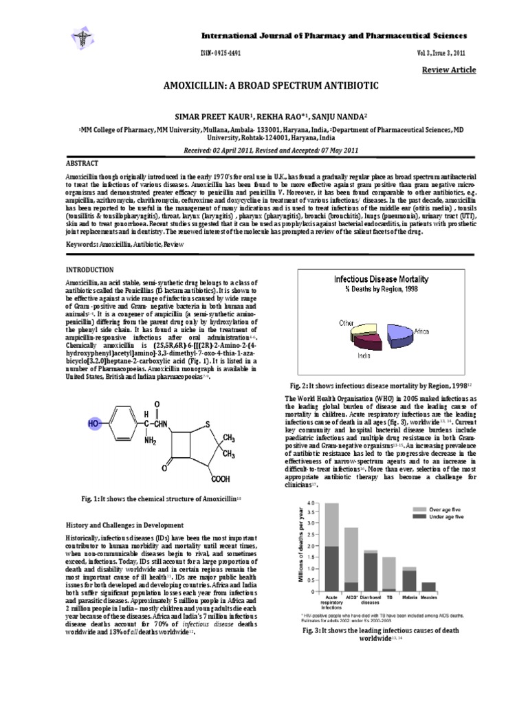 Amoxicillin: A Broad Spectrum Antibiotic: Review Article | PDF