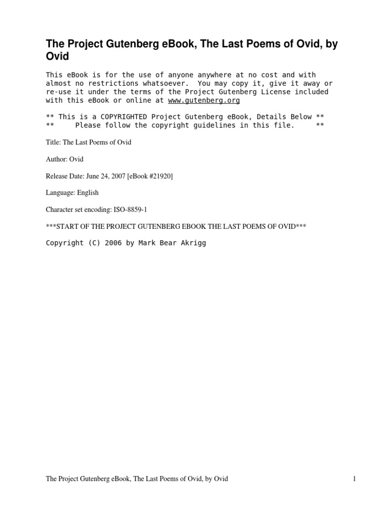 The Last Poems of Ovid by Ovid | Ovid | Poetry