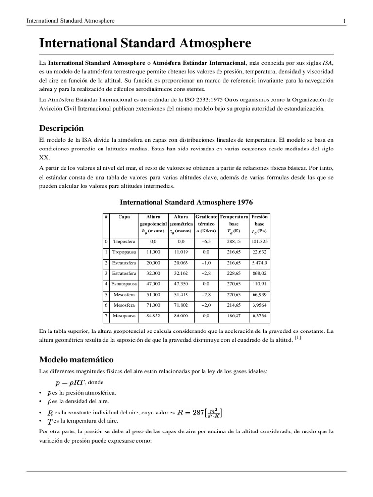 International Standard Atmosphere | PDF | Ramas de la termodinámica ...