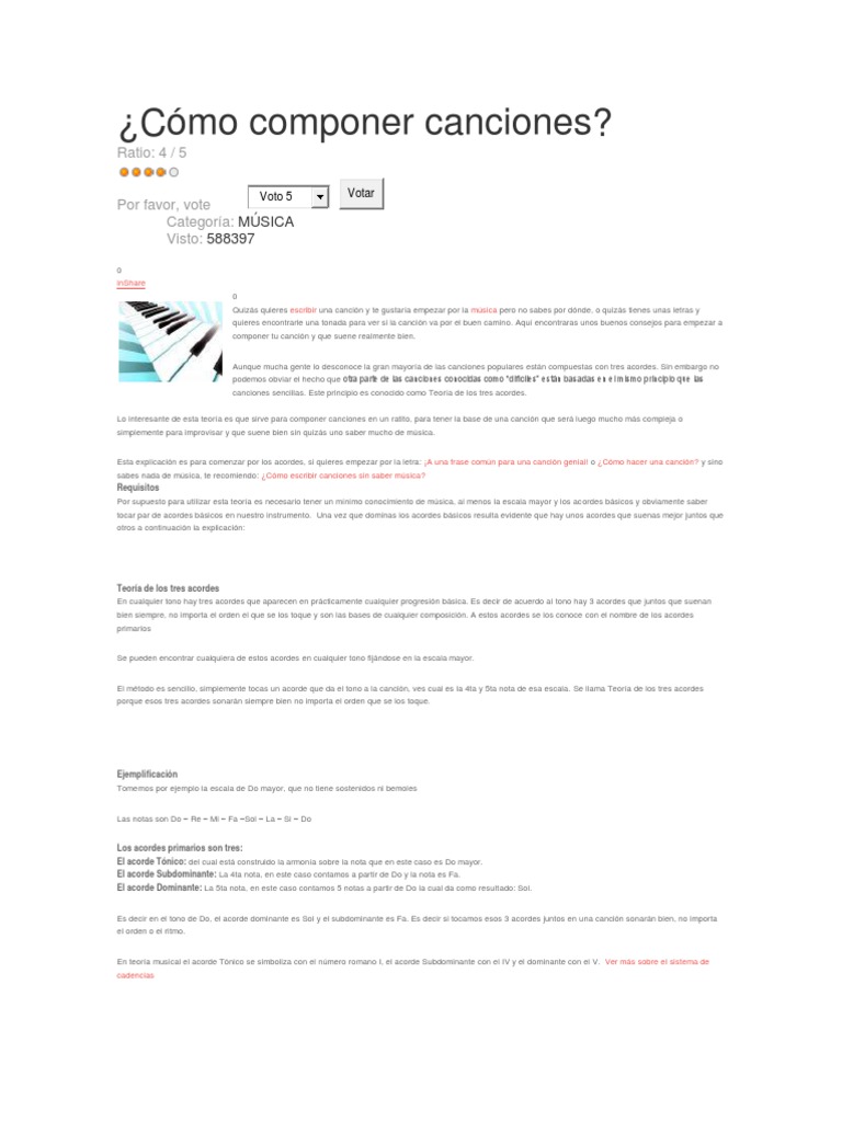 Cómo Componer Canciones | PDF | Acorde (Música) | Escala (música)
