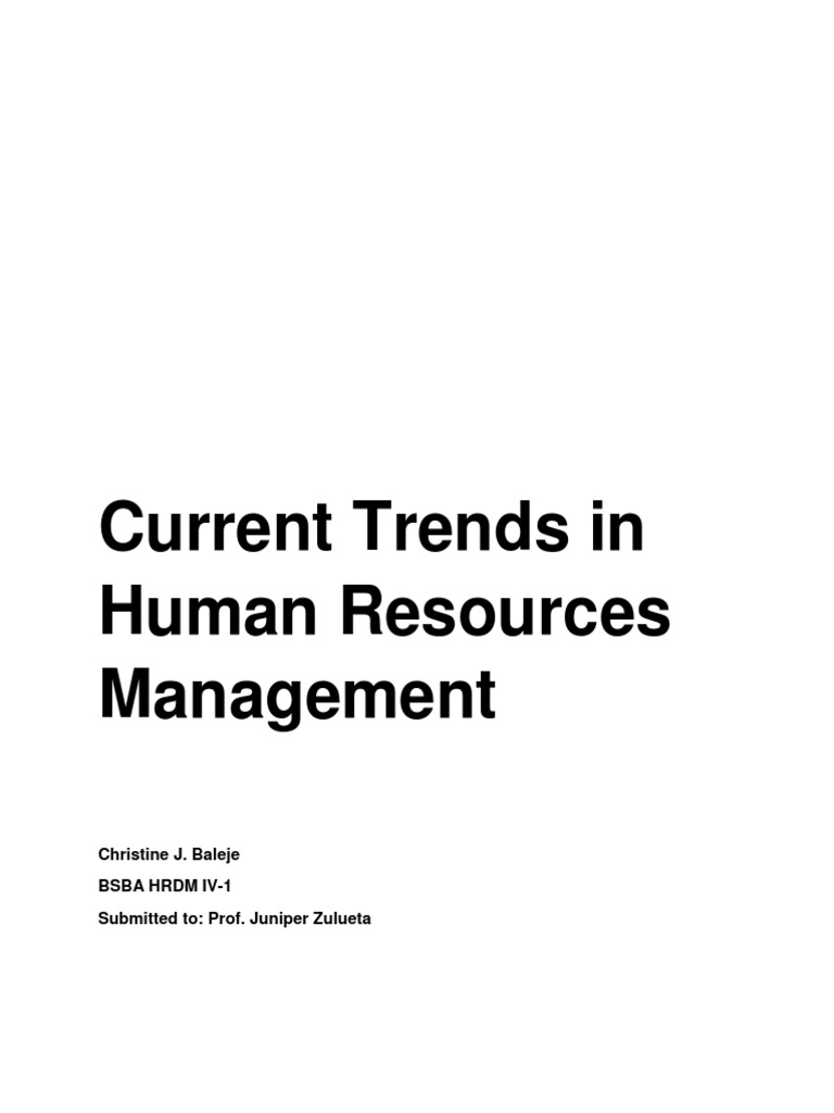 Current Trends in Human Resources Management | PDF | Human Resource ...