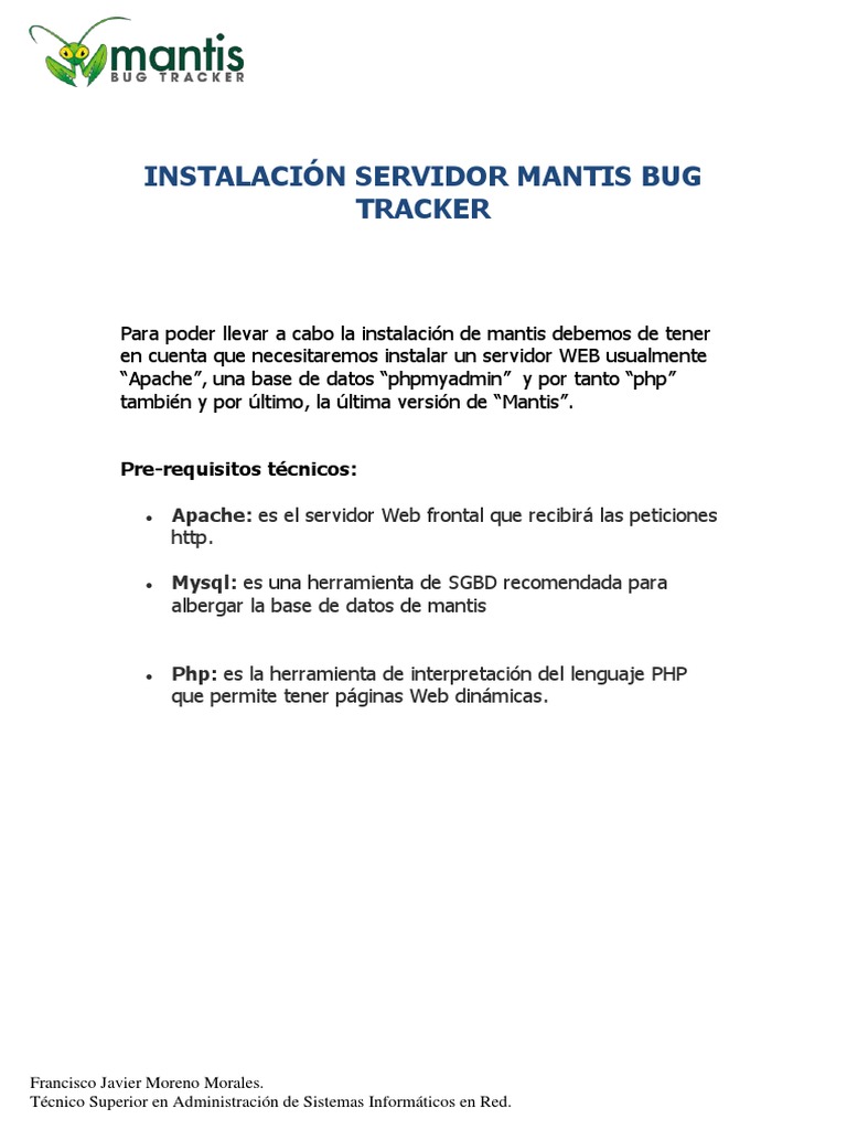 Instalación Servidor Mantis Bug Tracker | PDF | Php | Servidor HTTP Apache