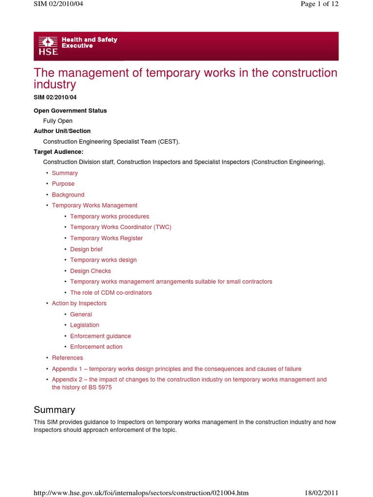 Managing Temporary Works in Construction | PDF | Civil Engineering ...