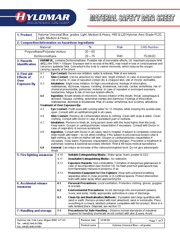 863-5-Hylomar - Univ - MSDS CT1014,3 | PDF | Toxicity | Cardiopulmonary ...