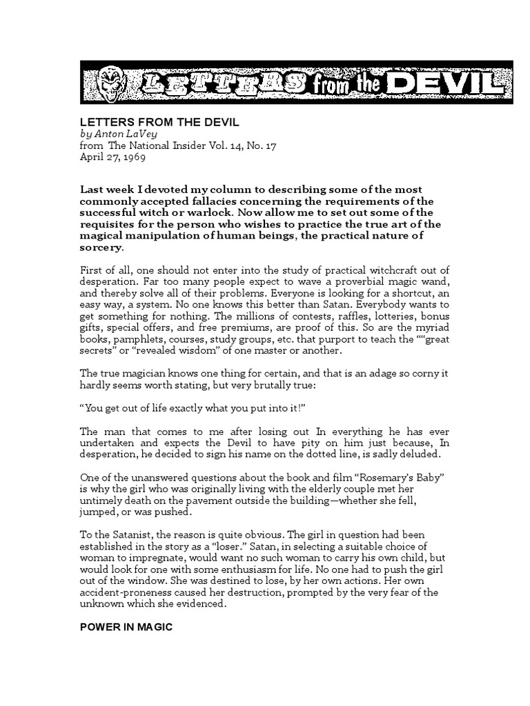 Letters From The Devil | PDF