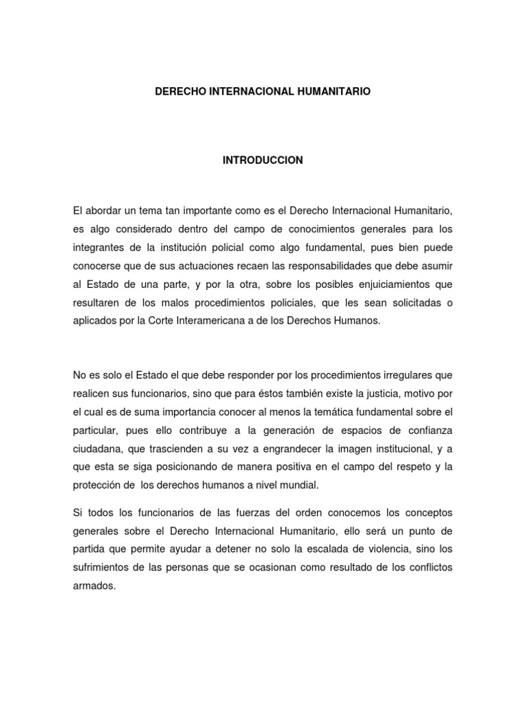 Derecho Internacional Humanitario | PDF | Ley humanitaria internacional ...