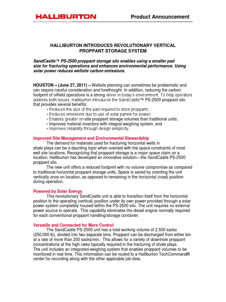 Sandcastle VPS | PDF | Halliburton | Oil Well