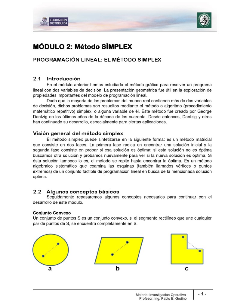 Programación Lineal Metodo Simplex PDF | PDF | Programación lineal ...