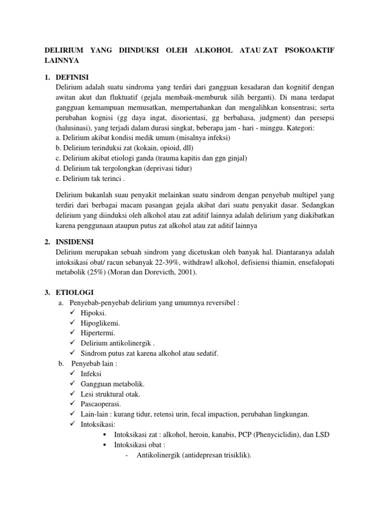 Sken 3.2 Delirium Yang Diinduksi Oleh Alkohol Atau Zat Psikoaktif Lainnya | PDF