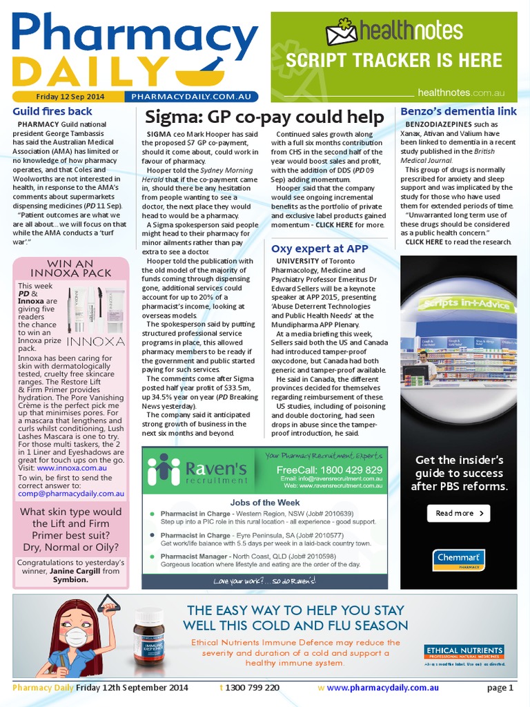 Pharmacy Daily For Fri 12 Sep 2014 - Sigma: GP Co-Pay Could Help ...