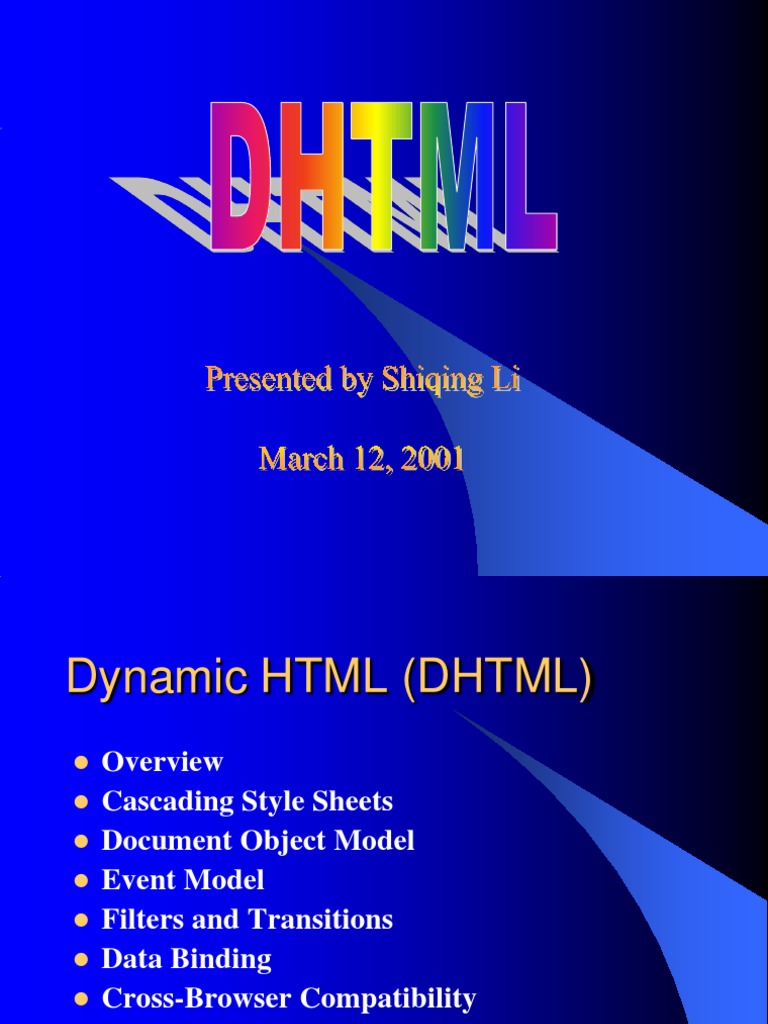 DHTML | PDF | Dynamic Html | Document Object Model