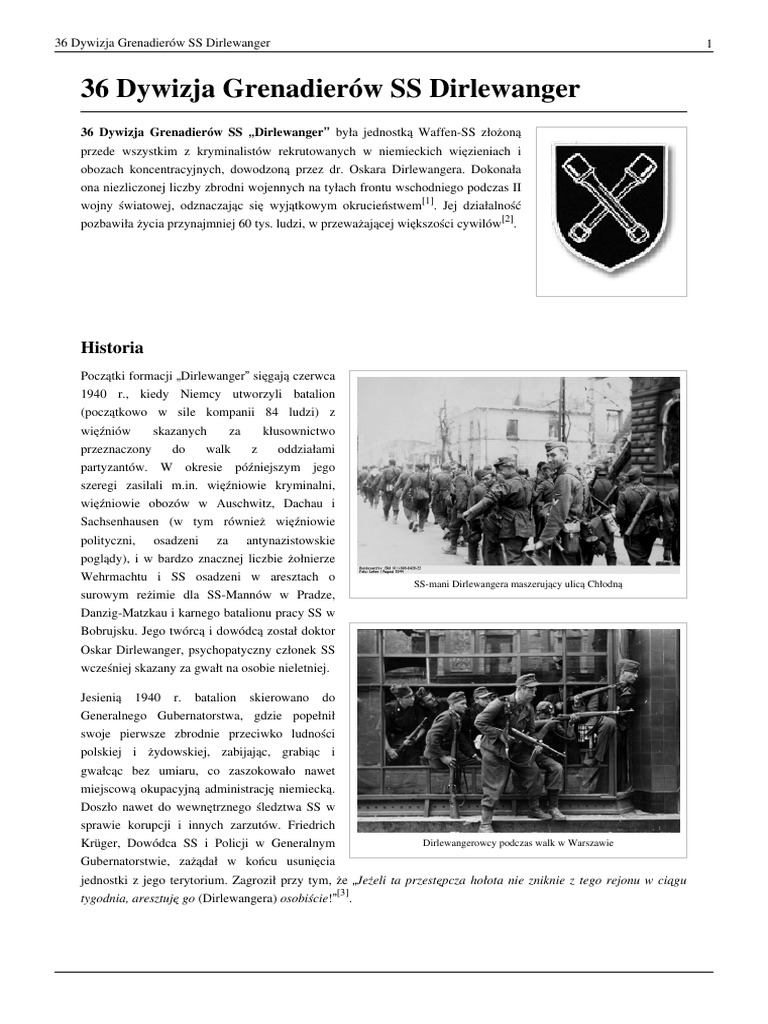 36 Dywizja Grenadierów SS Dirlewanger | PDF