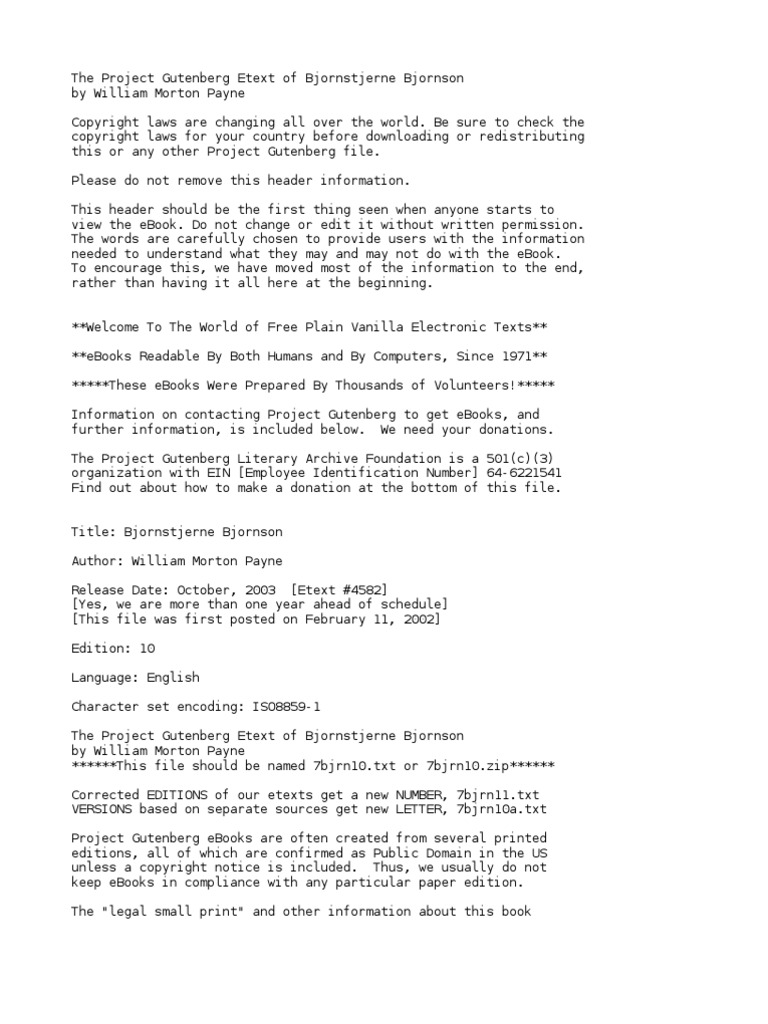 Bjornstjerne Bjornson by Payne, William Morton, 1858-1919 | PDF ...