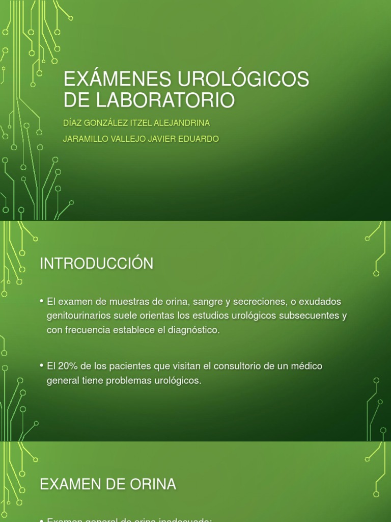 Exámenes Urológicos de Laboratorio | PDF | Urología | Sistema urinario