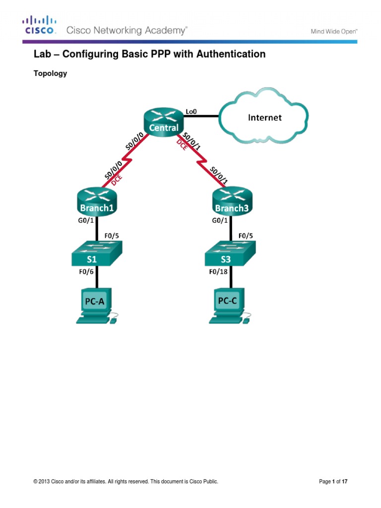 3.3.2.8 Lab - Configuring Basic PPP With Authentication | PDF | Router (Computing) | Network Switch