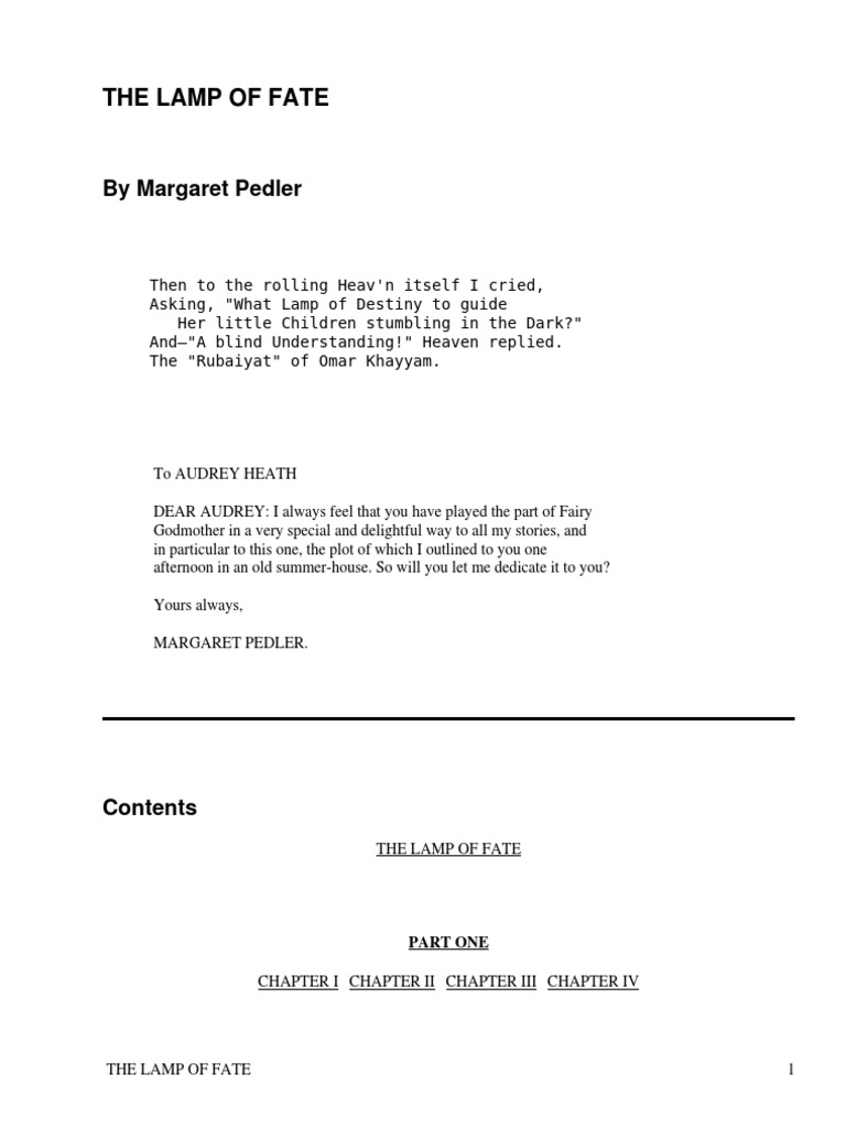 The Lamp of Fate by Pedler, Margaret, - 1948 | PDF