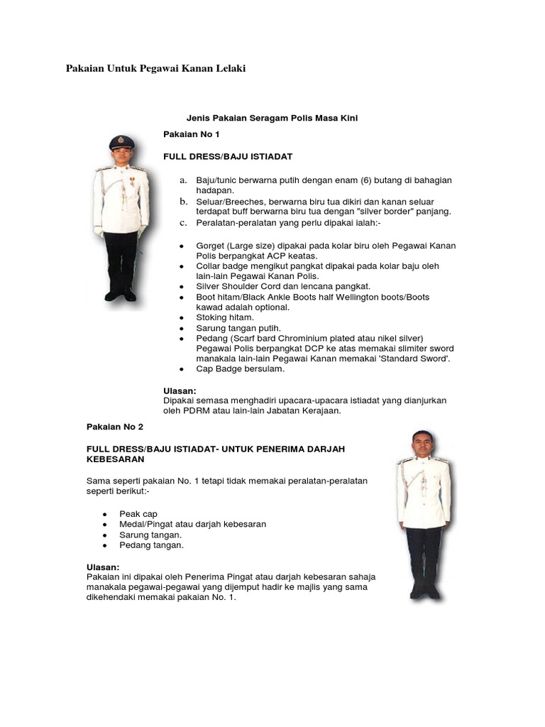 Code Dress PDRM Officer | PDF