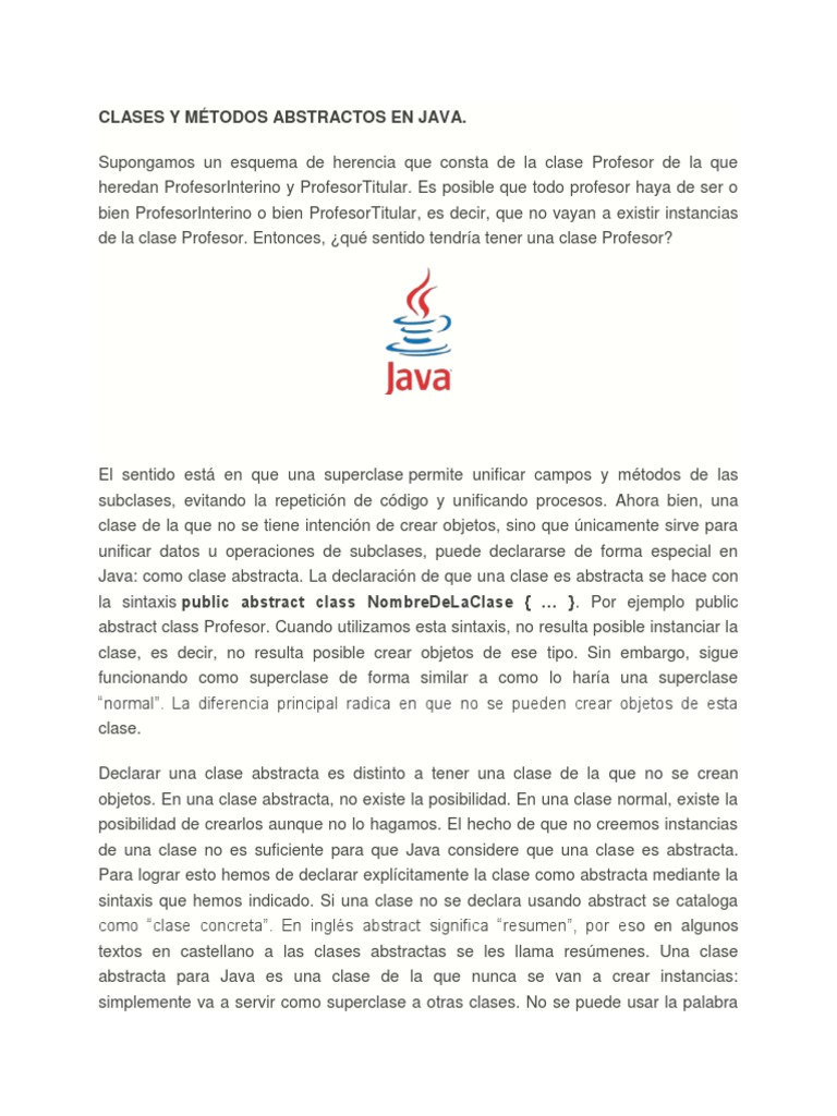 Clases y Métodos Abstractos en Java | PDF | C ++ | Java (lenguaje de ...