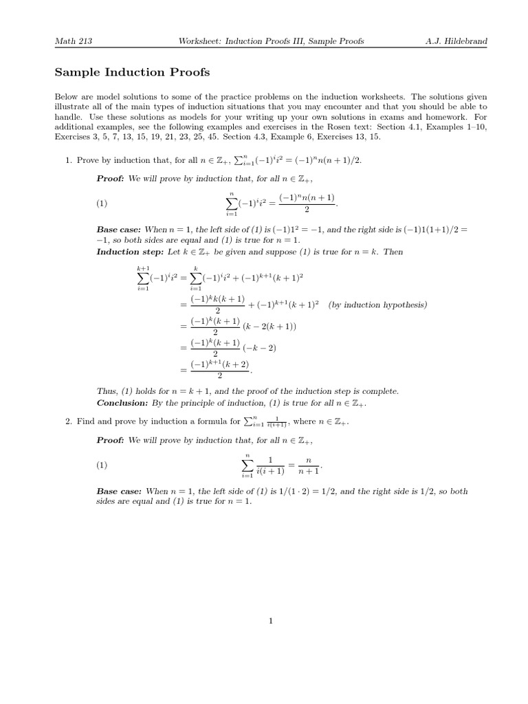 Induction Proofs and Examples in Math 213 | PDF | Abstract Algebra ...