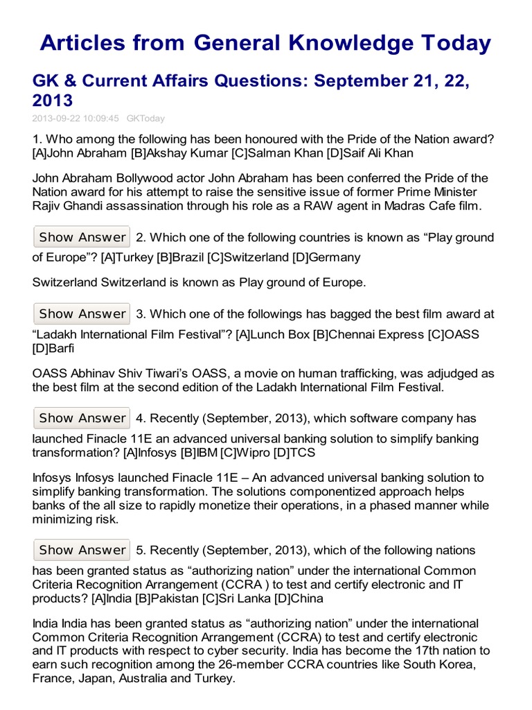 General Knowledge Today | PDF