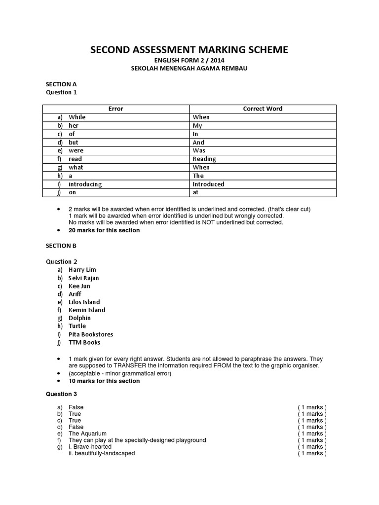 Form 2 Second Assessment 2014 | PDF | Paragraph | Linguistics