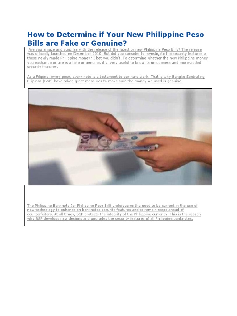 How To Determine If Your New Philippine Peso Bills Are Fake or Genuine ...