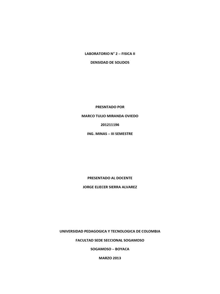 Informe Laboratorio 2-Fisica II | PDF | Densidad | Peso del cuerpo humano