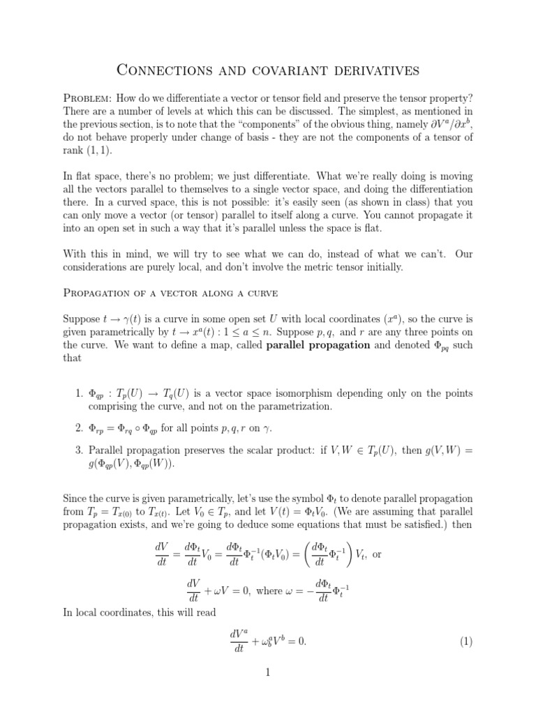 Connections and Covariant Derivatives | PDF