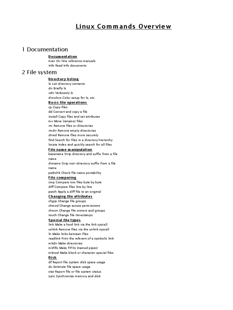Linuxcommands Overview 1 Documentation 2 File System Pdf Command Line Interface Computer File