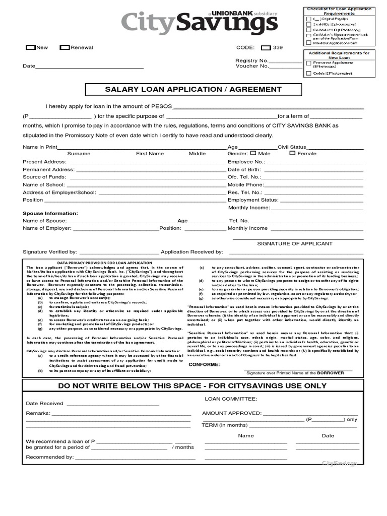 CitySavings Loan Application Form - r20140807-1 | PDF
