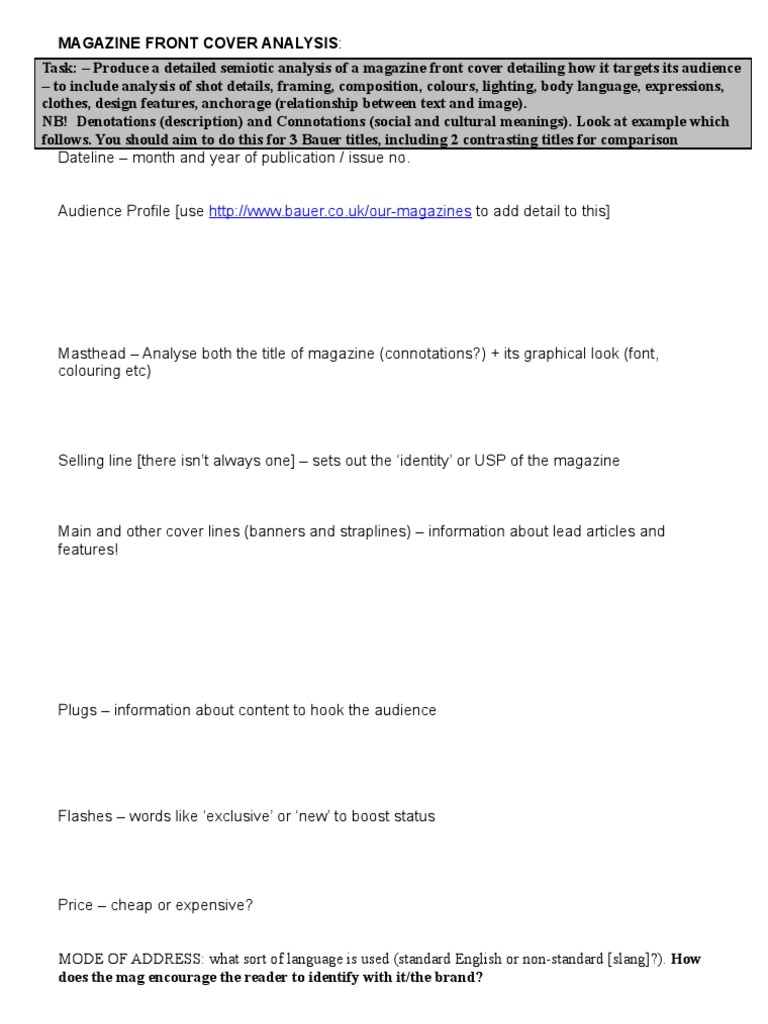 Magazine Front Cover Analysis | PDF | Magazines | Brand