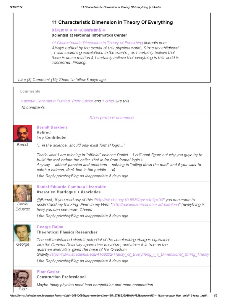 11 Characteristic Dimension in Theory of Everything Linkedin TP | PDF ...