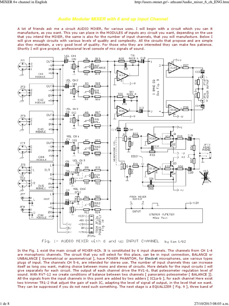 6-Channel Audio Mixer Circuit Guide | PDF | Telecommunications ...