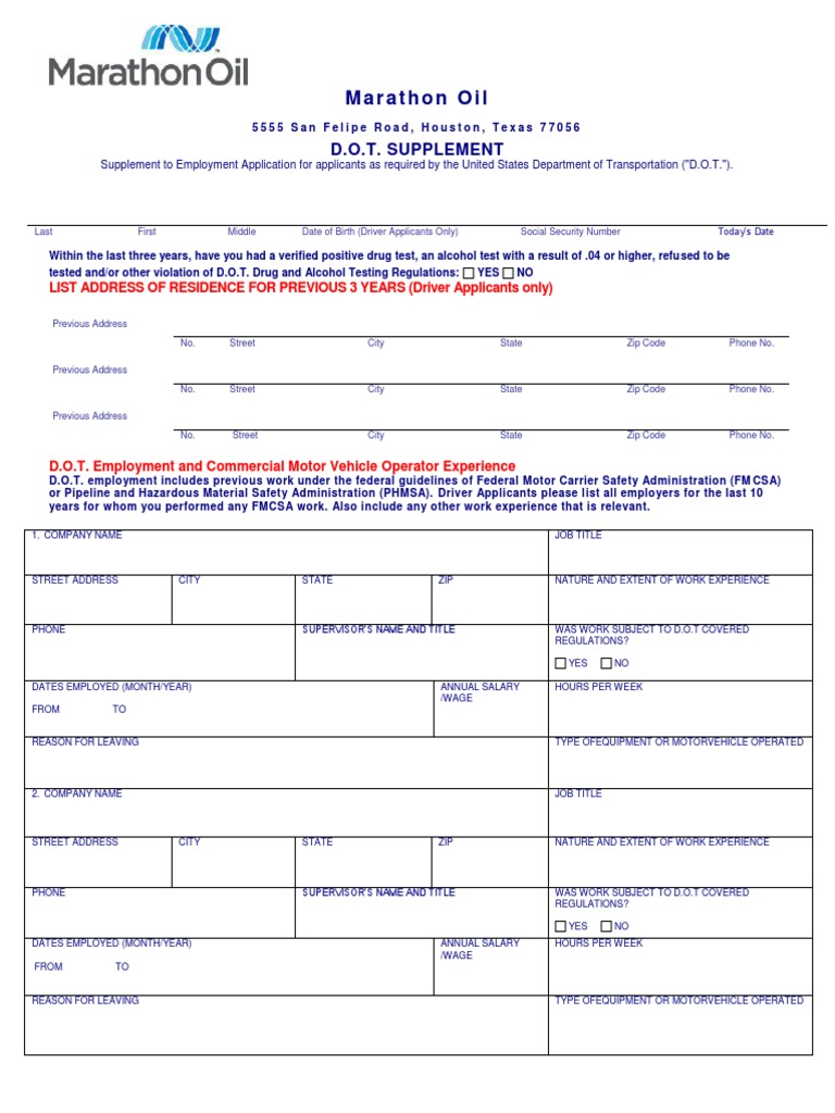 DOT Employment Application2 | Download Free PDF | Credit Bureau ...