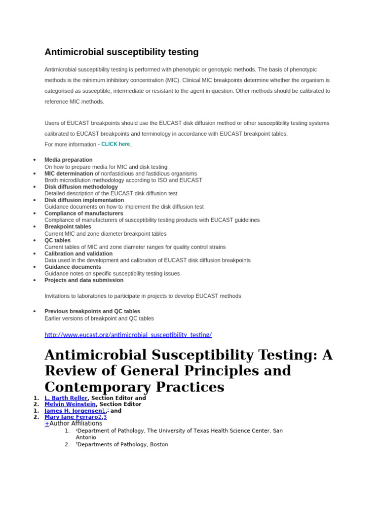 Antimicrobial Susceptibility Testing | Antimicrobial Resistance ...