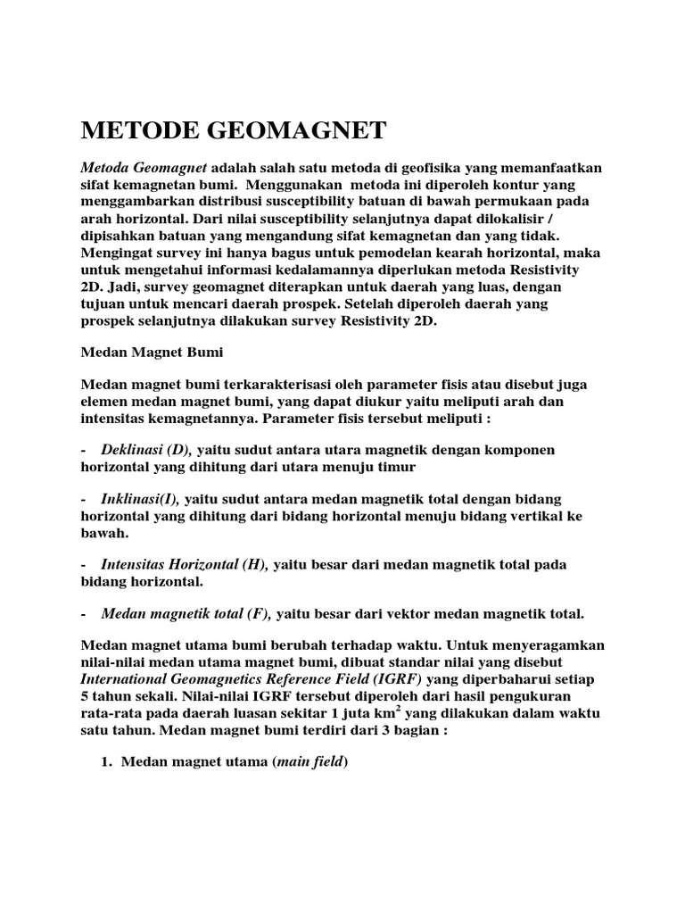 Geofisika METODE GEOMAGNET | PDF