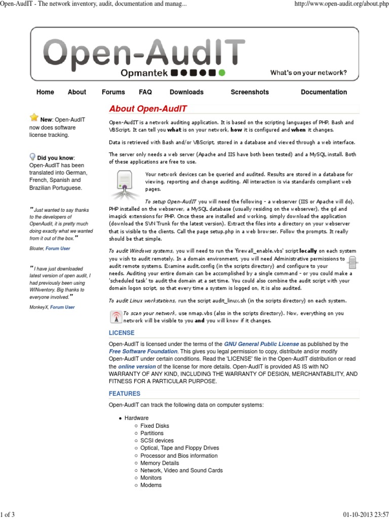 IT Admins: Open-AudIT Tracks Licenses | PDF | Operating System | Windows Xp